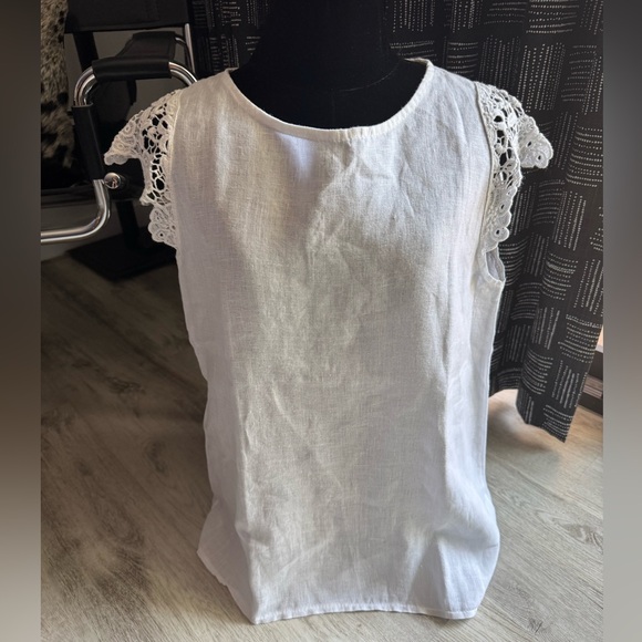 Viola Borghi | Tops | Viola Borghi Made In Italy White Linen Tank Top ...